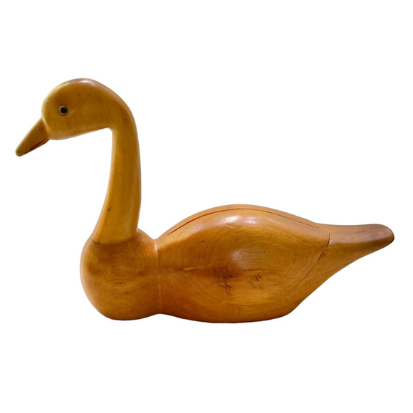 Vintage | Accents | Vintage Hand Carved Wood Duck Decor Inlaid Eyes ...
